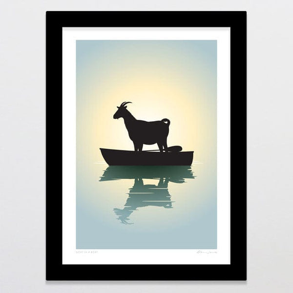 Goat In A Boat Art Print by NZ Artist Glenn Jones - Glenn Jones Art