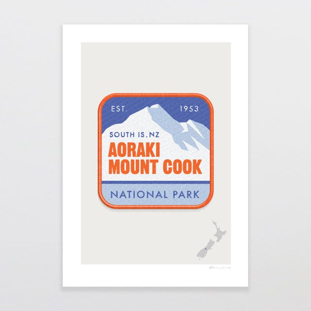 National Park Patch - Aoraki Mount Cook Art Print by NZ Artist Glenn ...