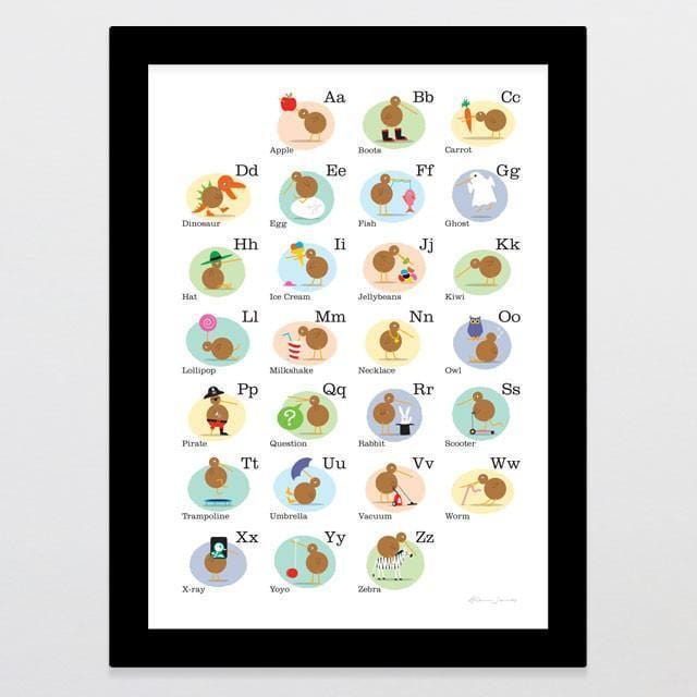Alphabet Kiwis Art Print by NZ Artist Glenn Jones - Glenn Jones Art
