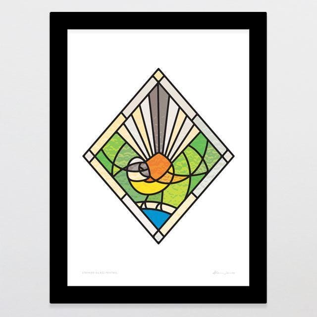 Stained Glass Fantail Art Print by NZ Artist Glenn Jones - Glenn Jones Art