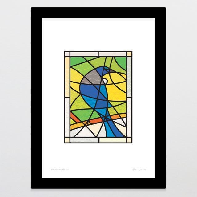 Stained Glass Tui Art Print by NZ Artist Glenn Jones - Glenn Jones Art