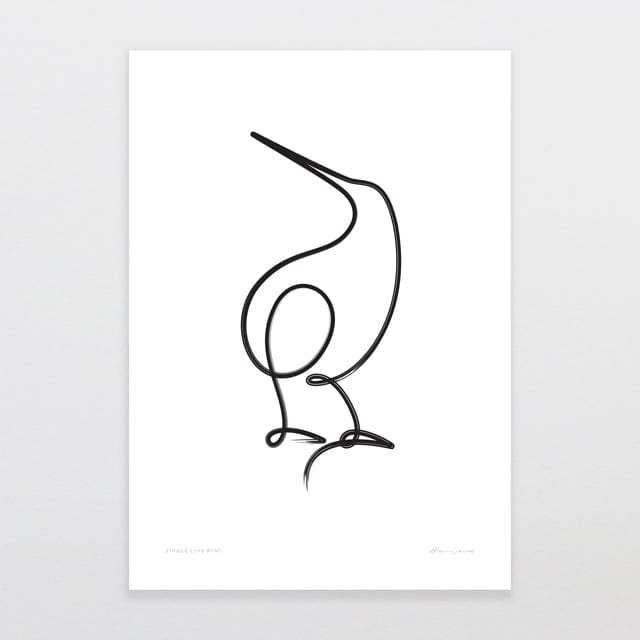 Single Line Kiwi Art Print by NZ Artist Glenn Jones - Glenn Jones Art